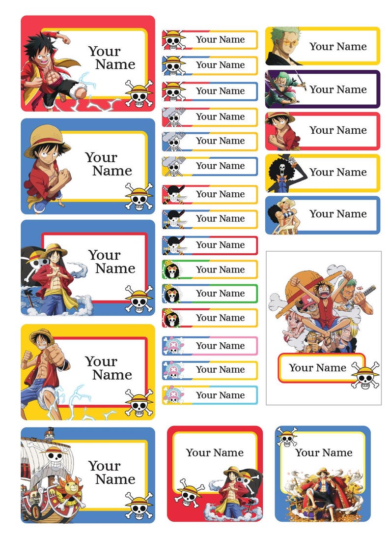 One Piece Personalized Name Labels for Kids - Stickers UV Dtf for Back ...