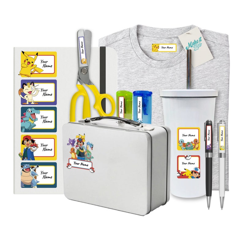 Pokemon Personalized Name Labels for Kids Stickers UV Dtf & Dtf ...