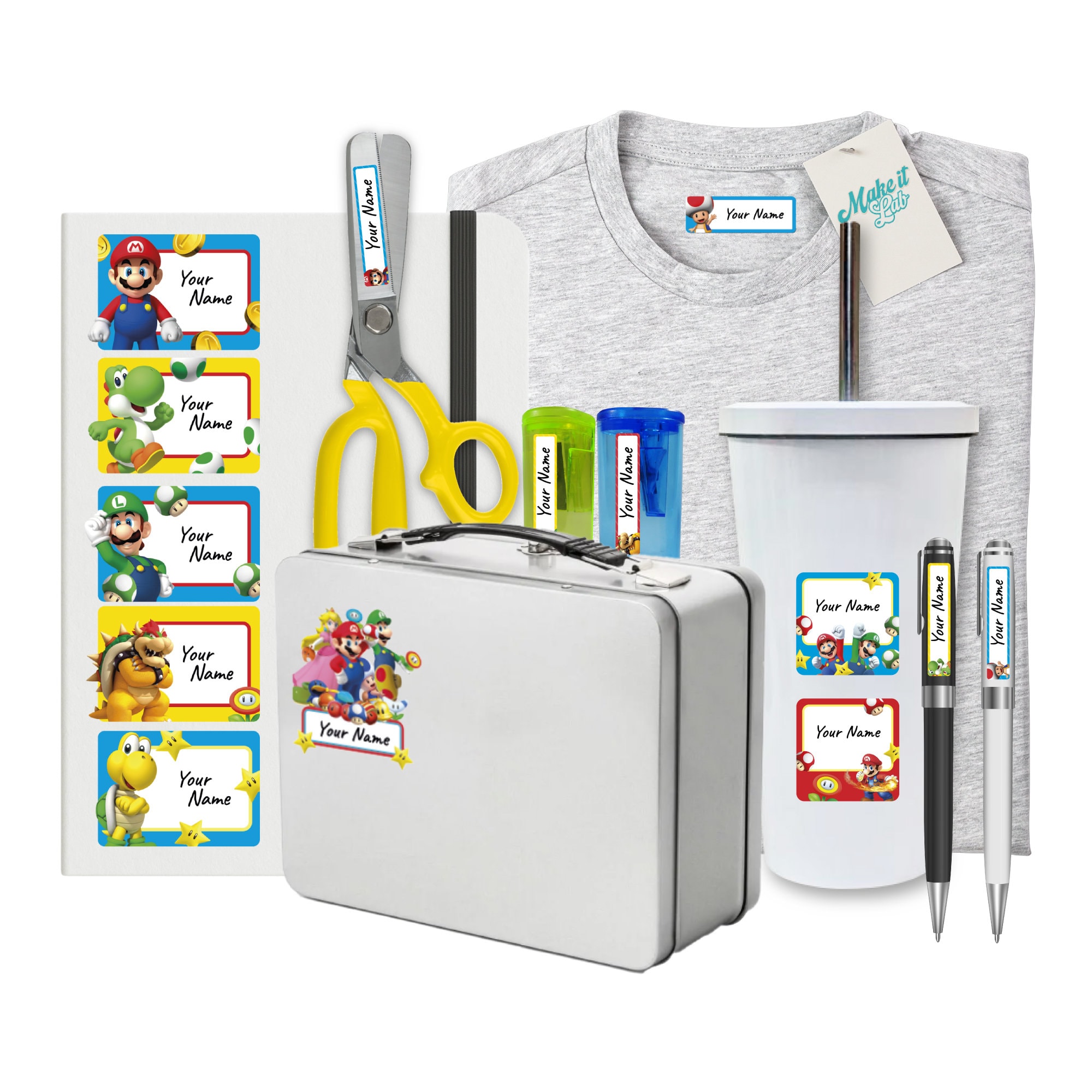 Super Mario Bros Personalized Name Labels for Kids - Stickers UV Dtf ...