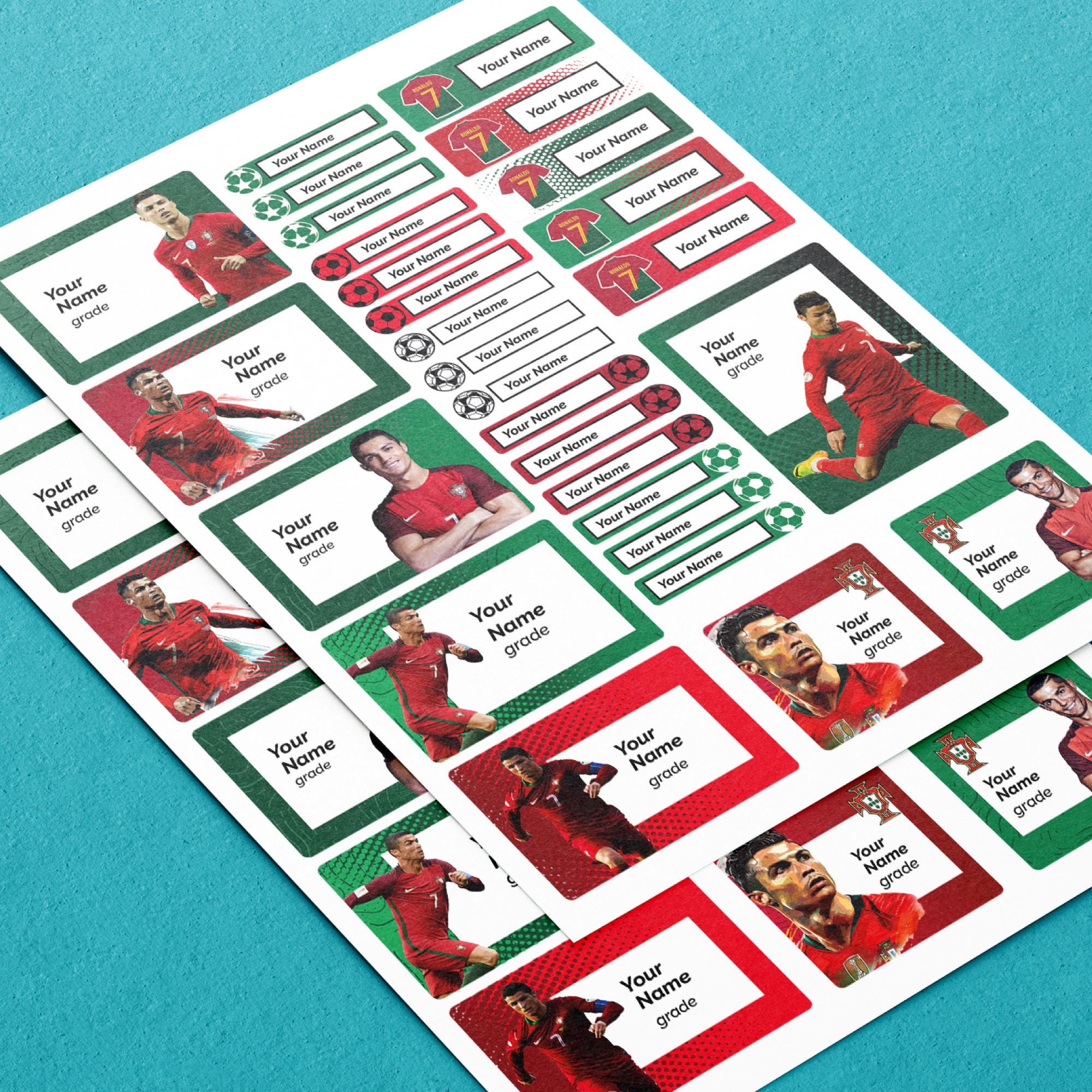 Cristiano Ronaldo Portugal Personalized Name Labels for Kids.stickers ...