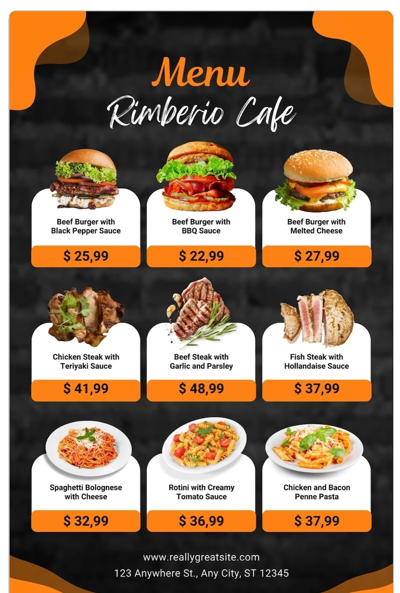 Modern and Professional Restaurant Menu Prices - Etsy