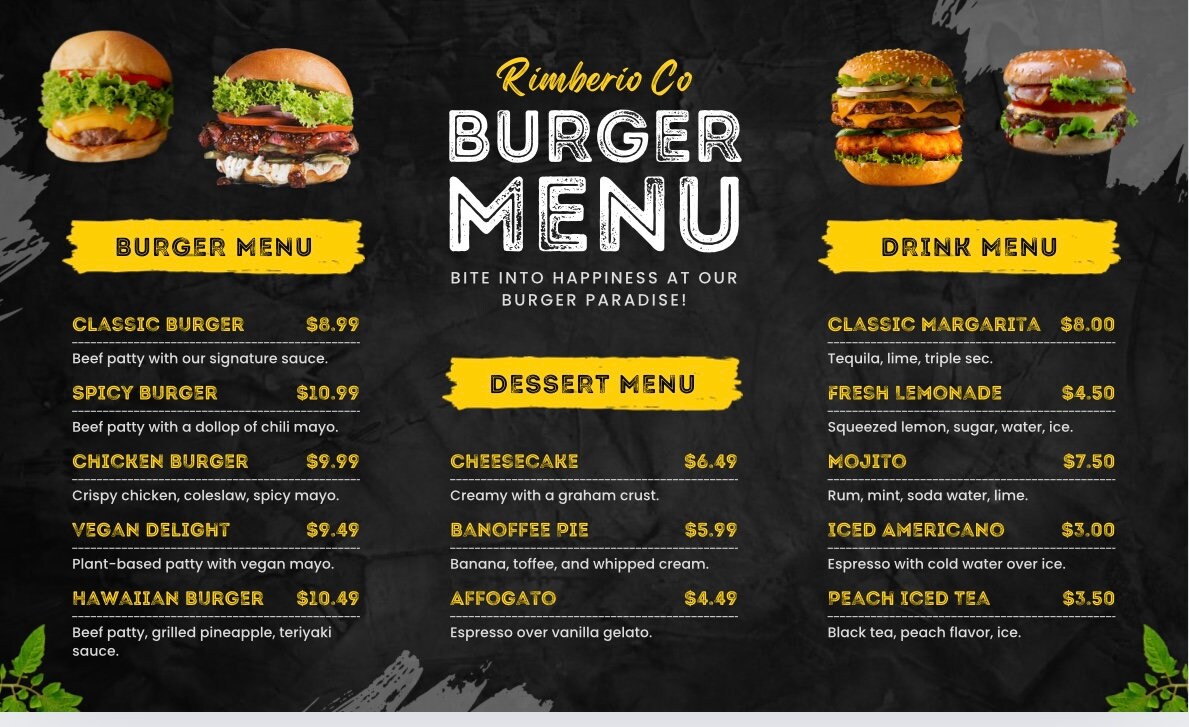 Modern and Professional Restaurant Menu Prices - Etsy