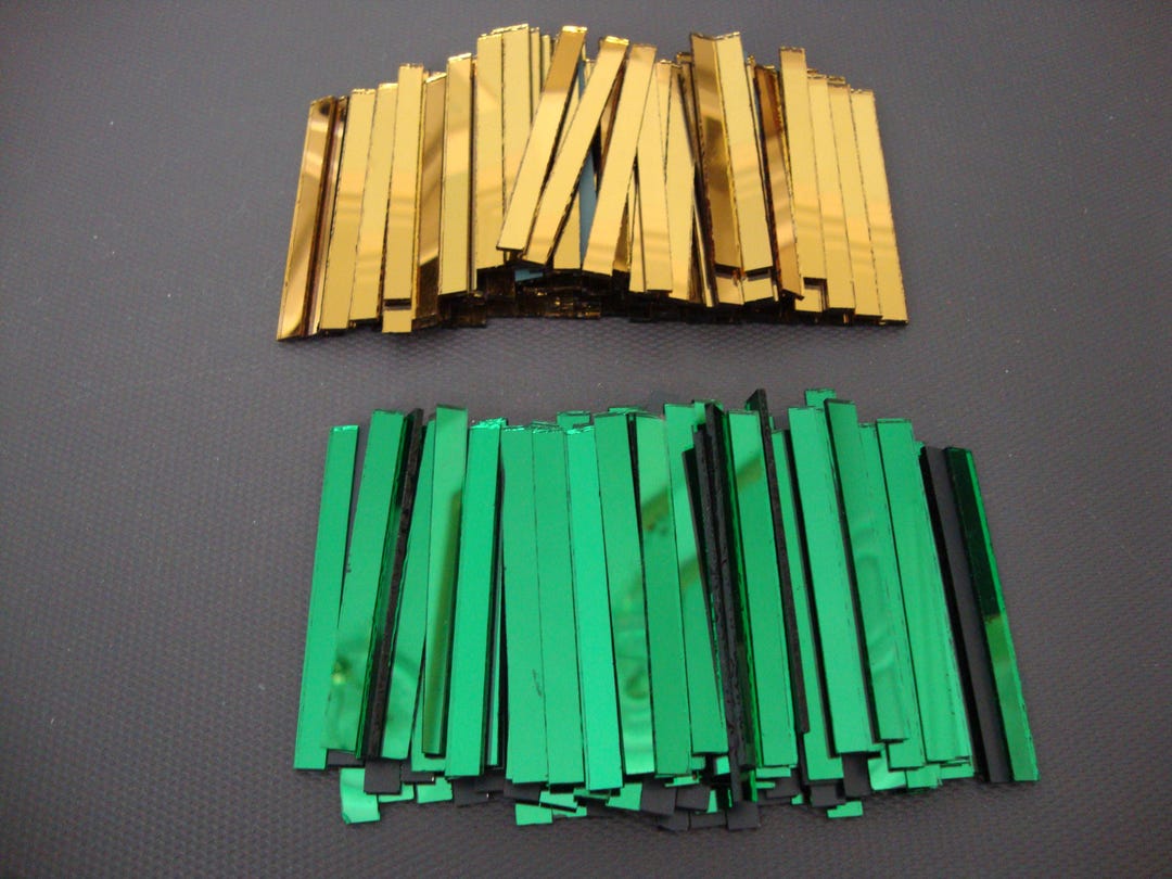100 # Mosaic 2 Mix Color Mirror Glass Approx 6 X 0.5 Cm, 1.6 Mm Thick ...