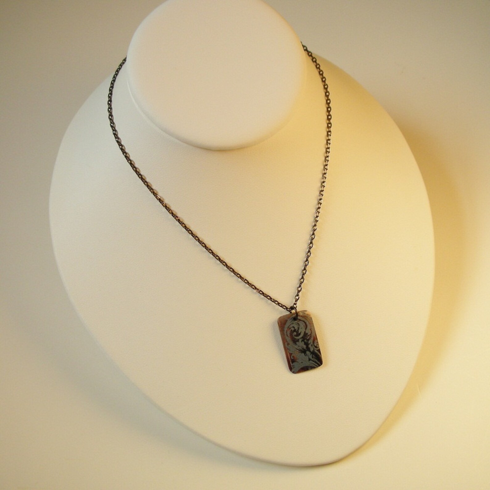 Victorian Scroll Rectangular Pendant Necklace Blue - Etsy