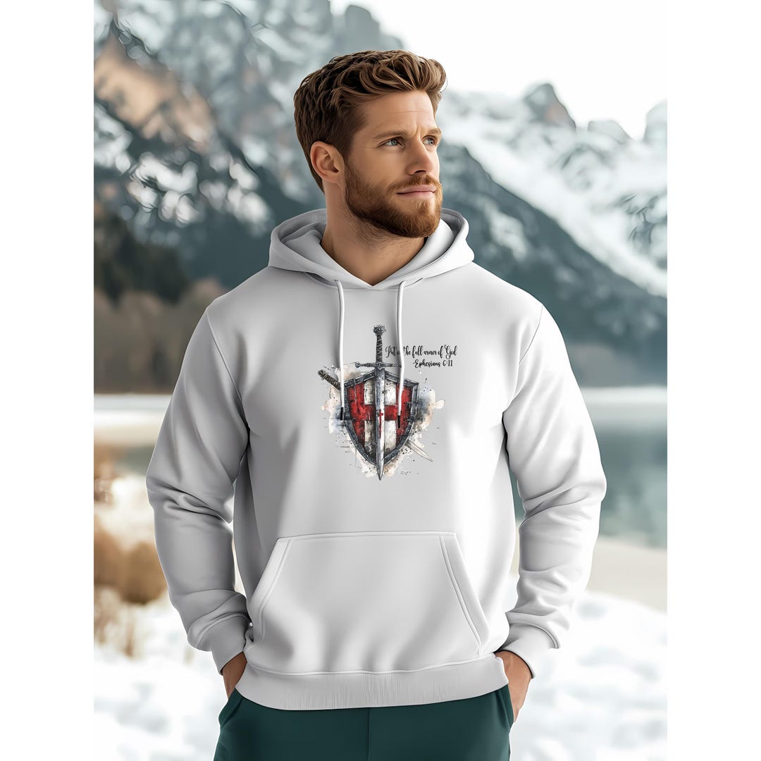 Christian Armor Hoodie, Sword Shield Bible Verse Sweatshirt, Spiritual ...