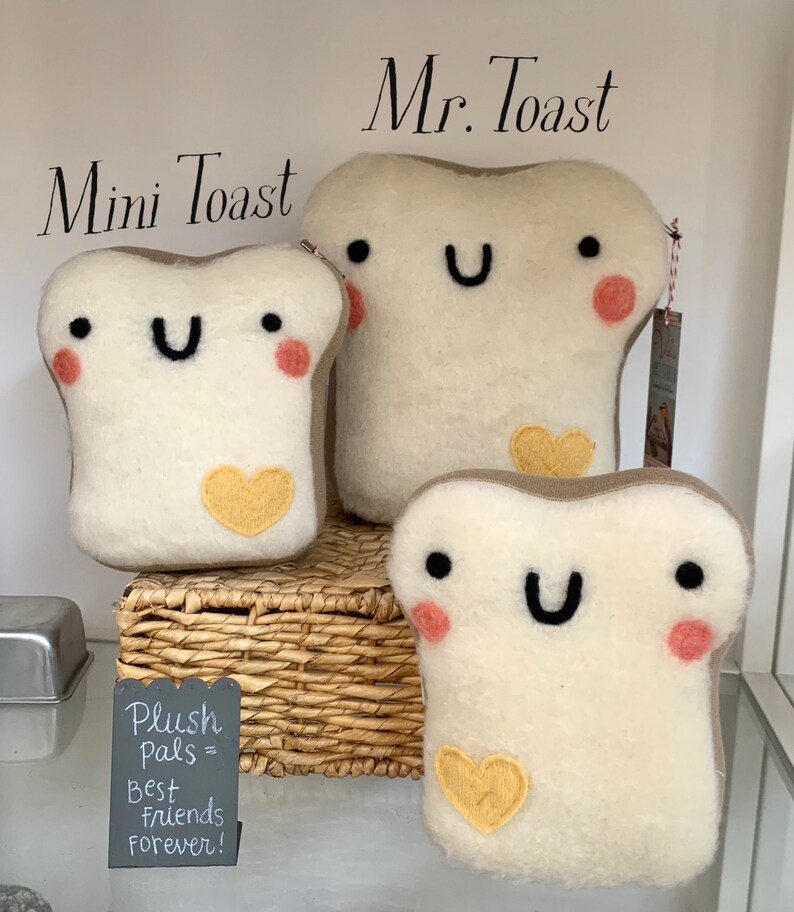 Mr. Toasty Plush Pillow in Two Sizes - Handmade Needle Felted Bread ...