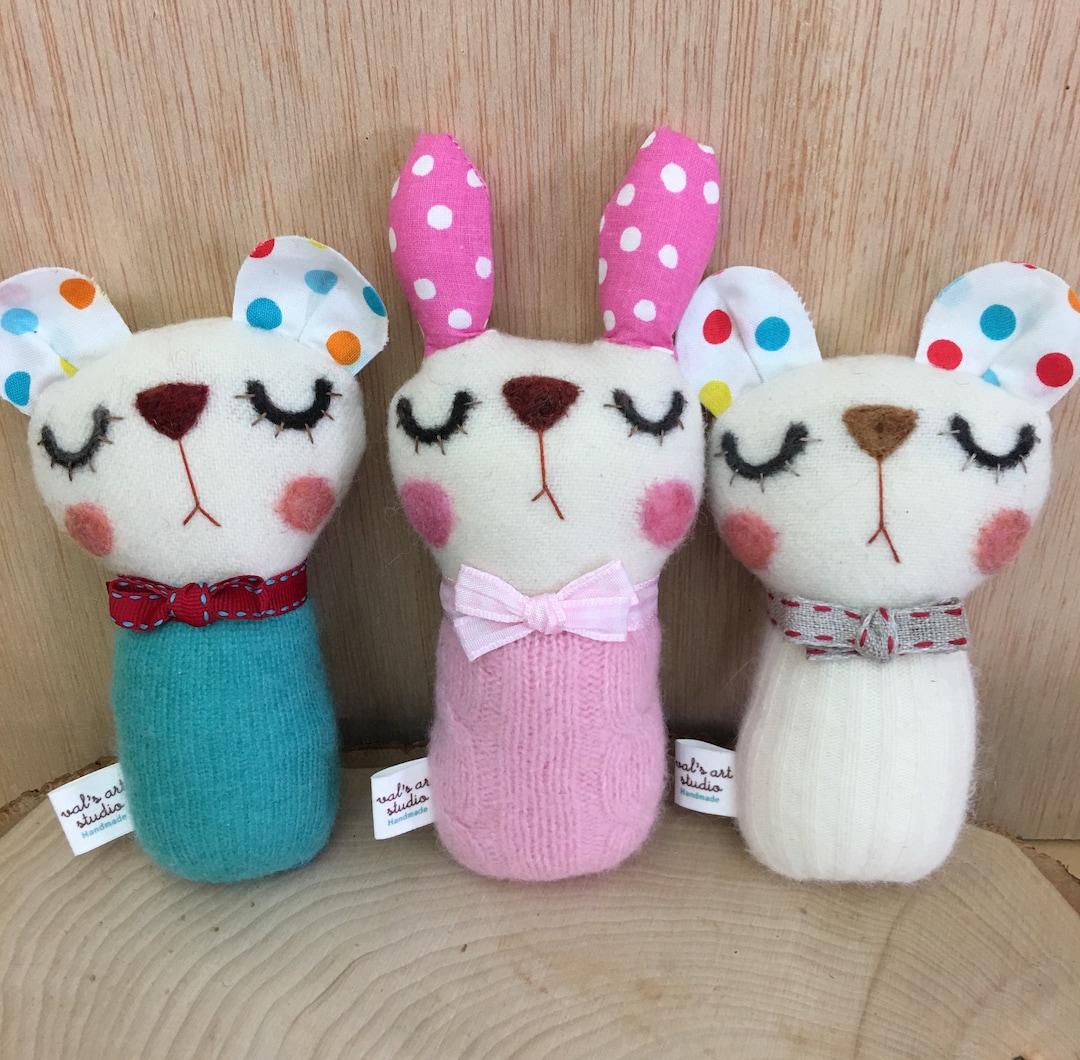 Eco Friendly Plush Baby Rattle- Needlefelted and Stitched Patchwork ...