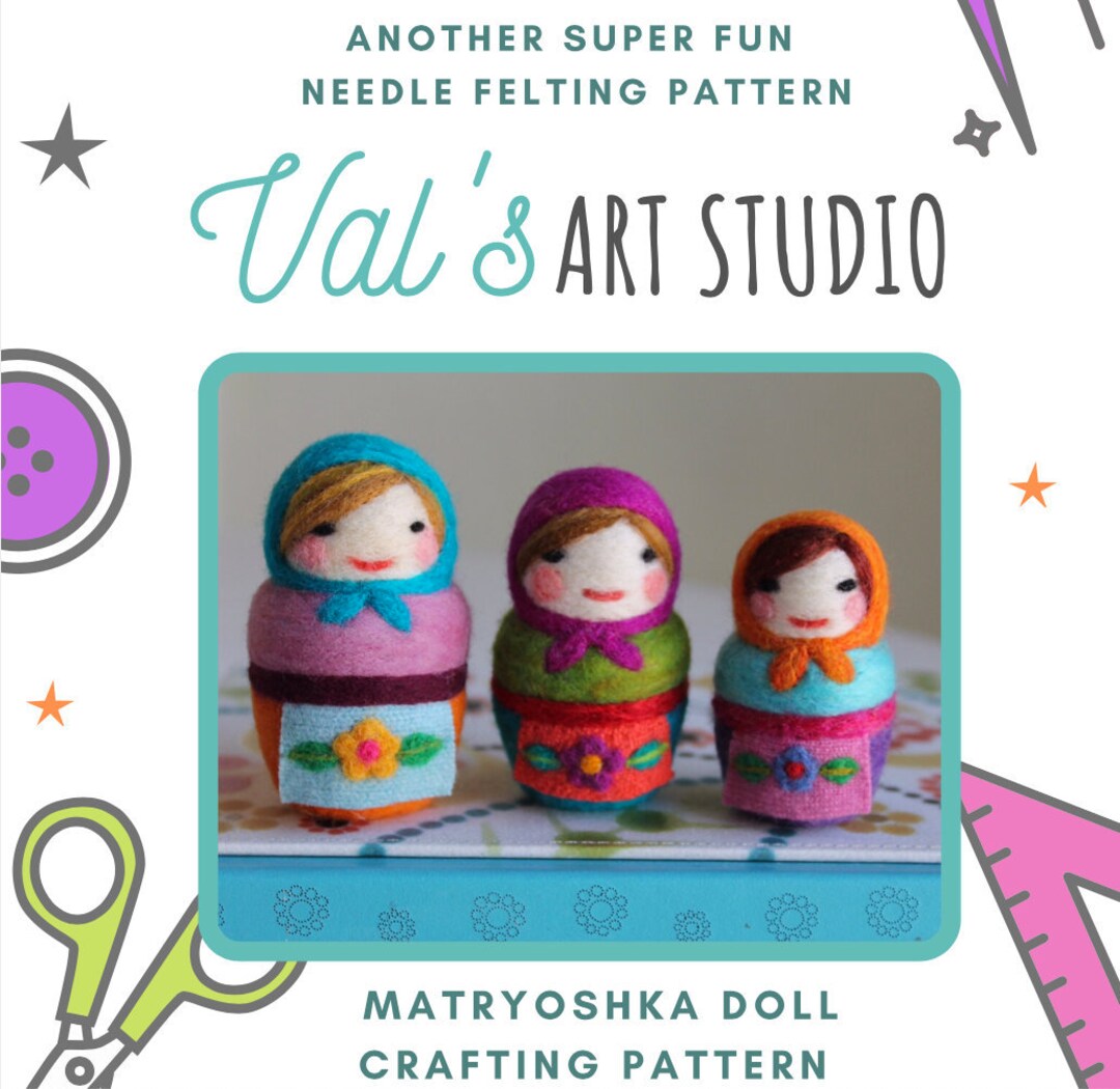Patrón de fieltro de aguja - Matryoshka Russian Dolls conjunto de 3 ...
