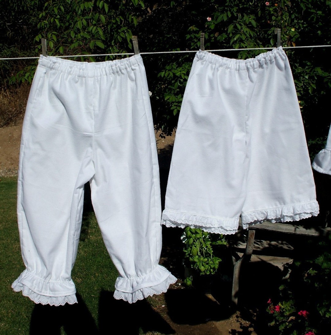 Cotton Flannel Girls Bloomers Pantaloons Cotton Eyelet Lace Custom Made ...