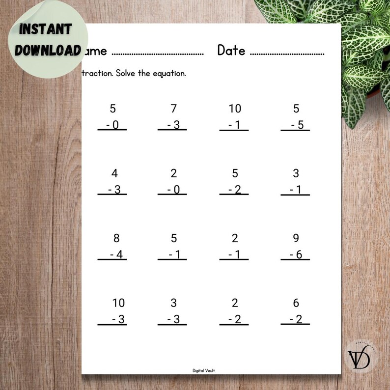 Beginner Subtraction Worksheets for Kids – Printable Math Practice PDF ...