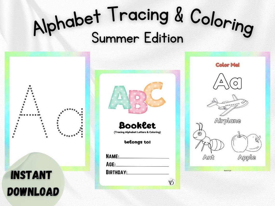 Alphabet Letter Tracing Coloring Book, Preschool/kindergarten PDF ...