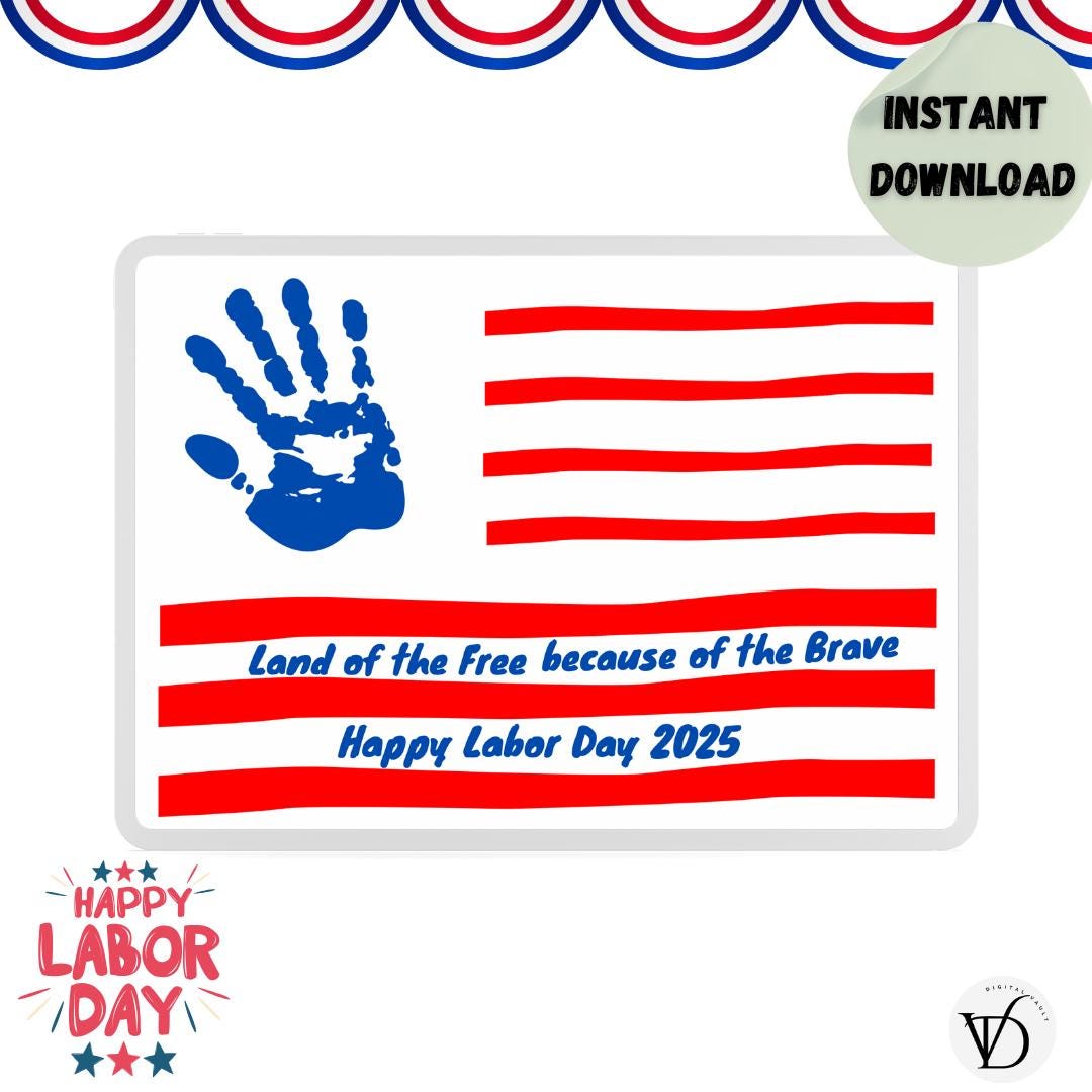 Labor Day Handprint Art: Patriotic Kids Keepsake (digital Download) - Etsy