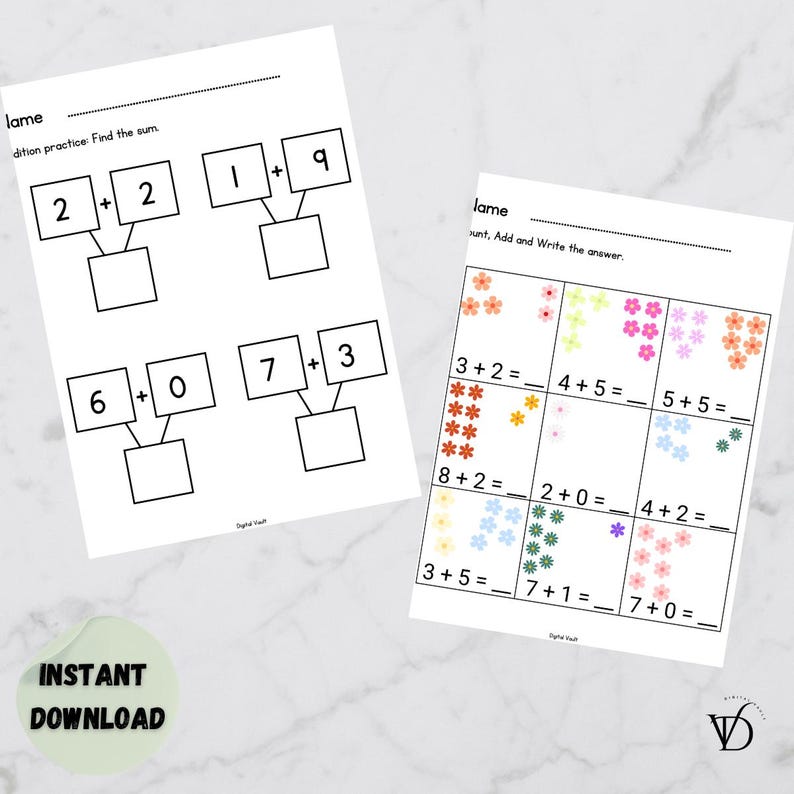 Printable Addition Workbook for Kids – Kindergarten & 1st Grade Math ...