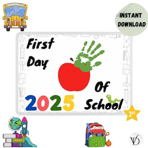 First Day of School Handprint Art: Keepsake Craft (instant Download) - Etsy