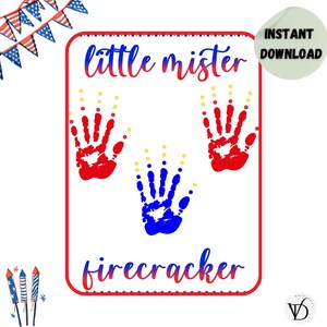 4th of July Handprint Art: Patriotic Kids Craft (PDF Printable Template ...
