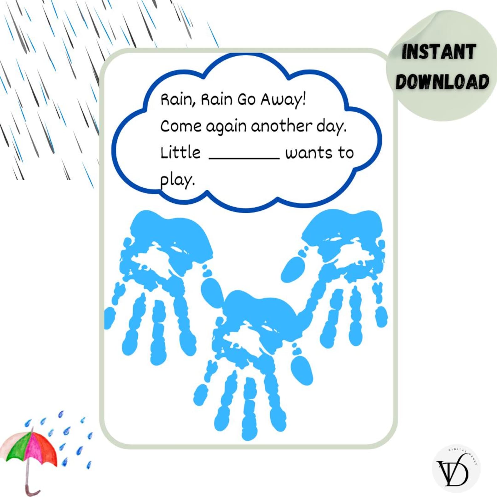 Rain, Rain Go Away Handprint Art – Fun Spring or Summer Keepsake for ...
