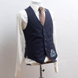 Men's Suit Vest / Vintage Navy Pinstripe Waistcoat / Screen Printed ...