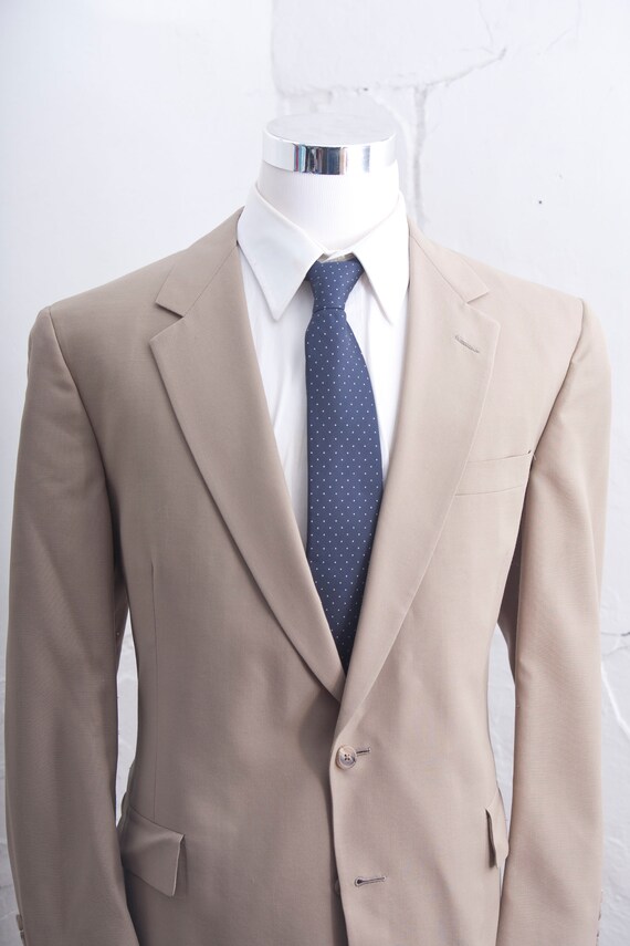 Men's 48 Suit / Vintage Blazer and Trousers / Khaki /… - Gem