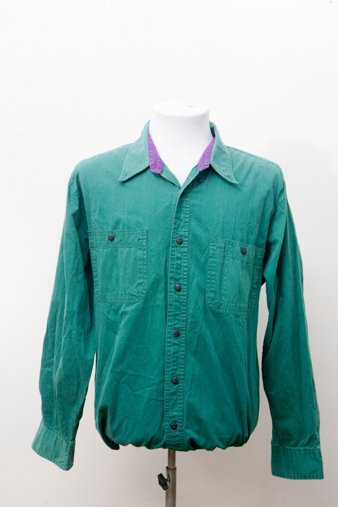 Men's Work Shirt / Lightweight Vintage Green Shirt / Size Large-xl - Etsy
