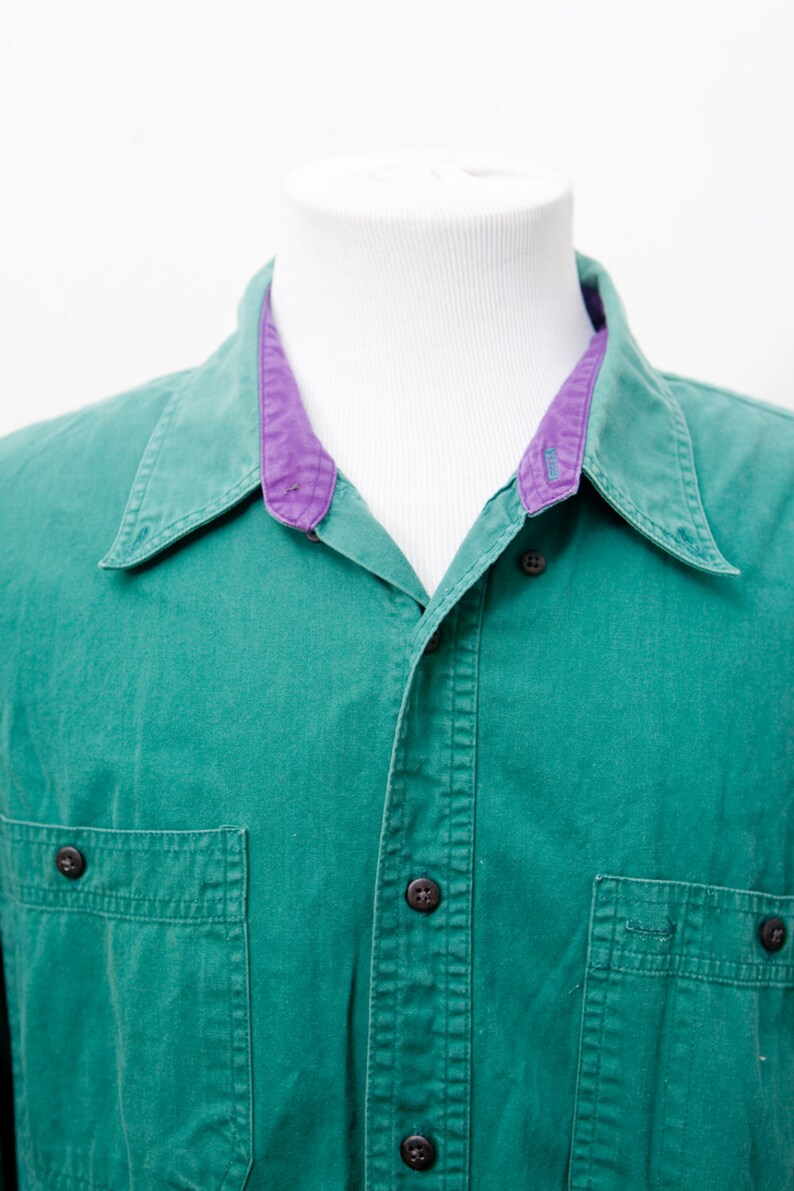Men's Work Shirt / Lightweight Vintage Green Shirt / Size Large-xl - Etsy