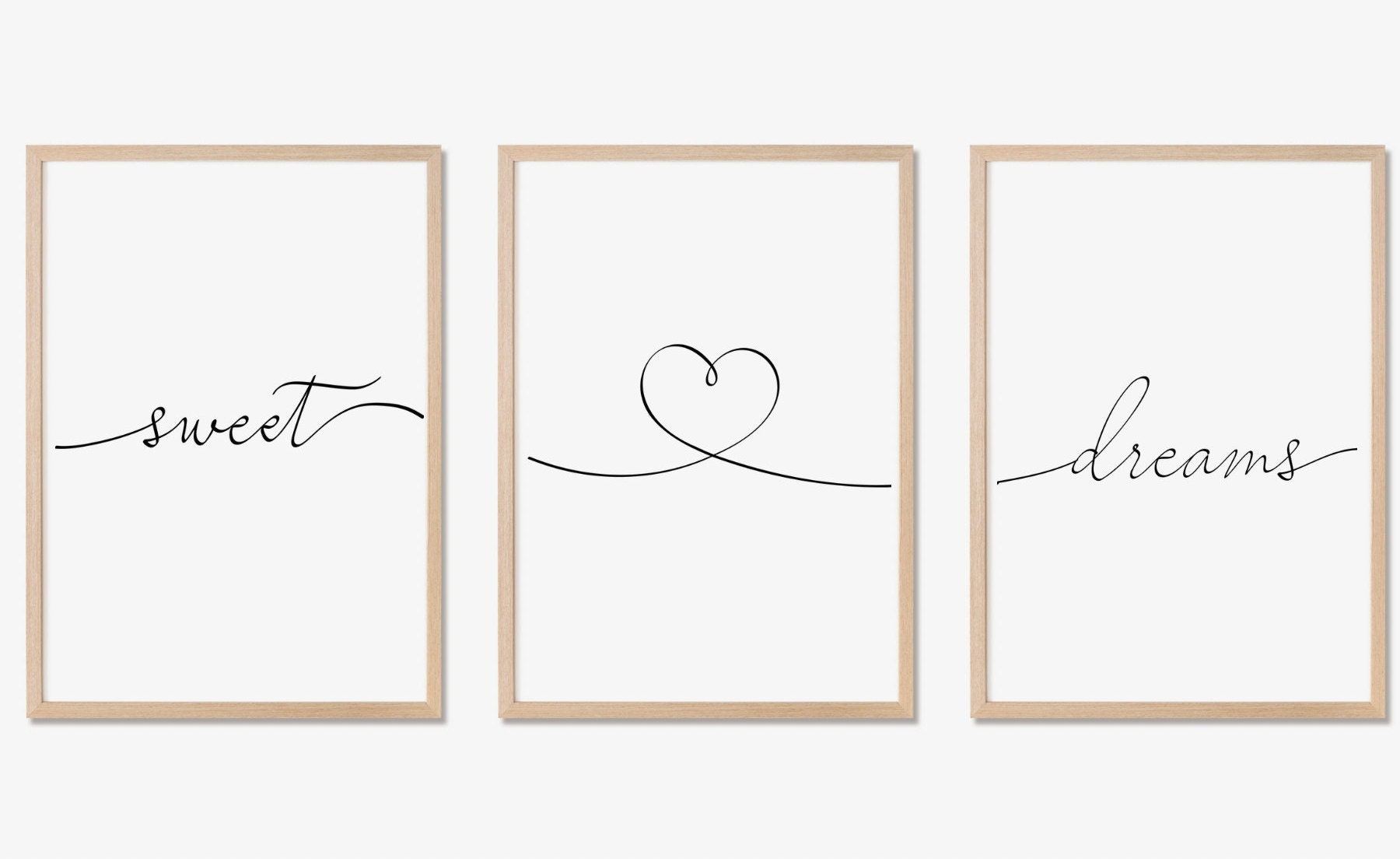 Sweet Dreams Set of 3 Prints Bedroom Wall Decor Over Bed Wall Prints ...