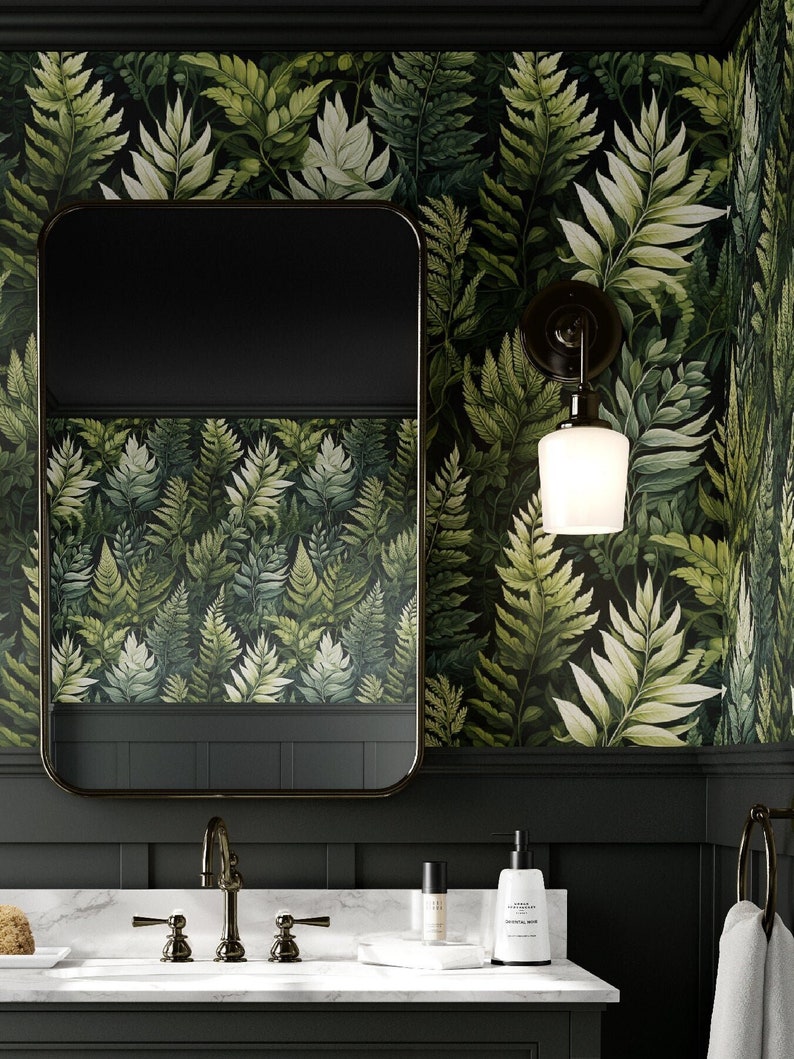 Botanical Leaves Wallpaper - Etsy