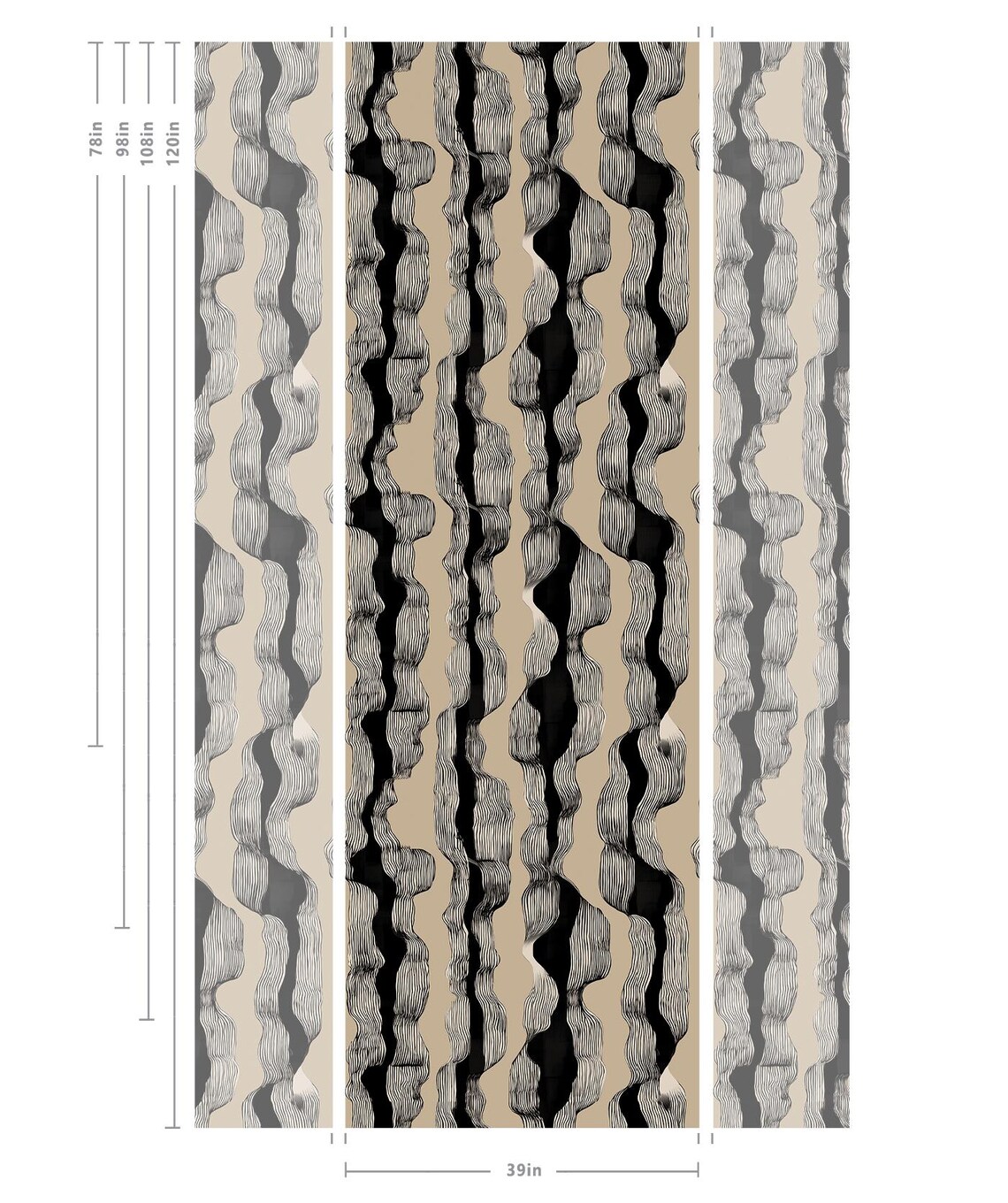Wavy Stripe Wallpaper Sand & Soot | Black Beige Abstract Stripe (peel ...