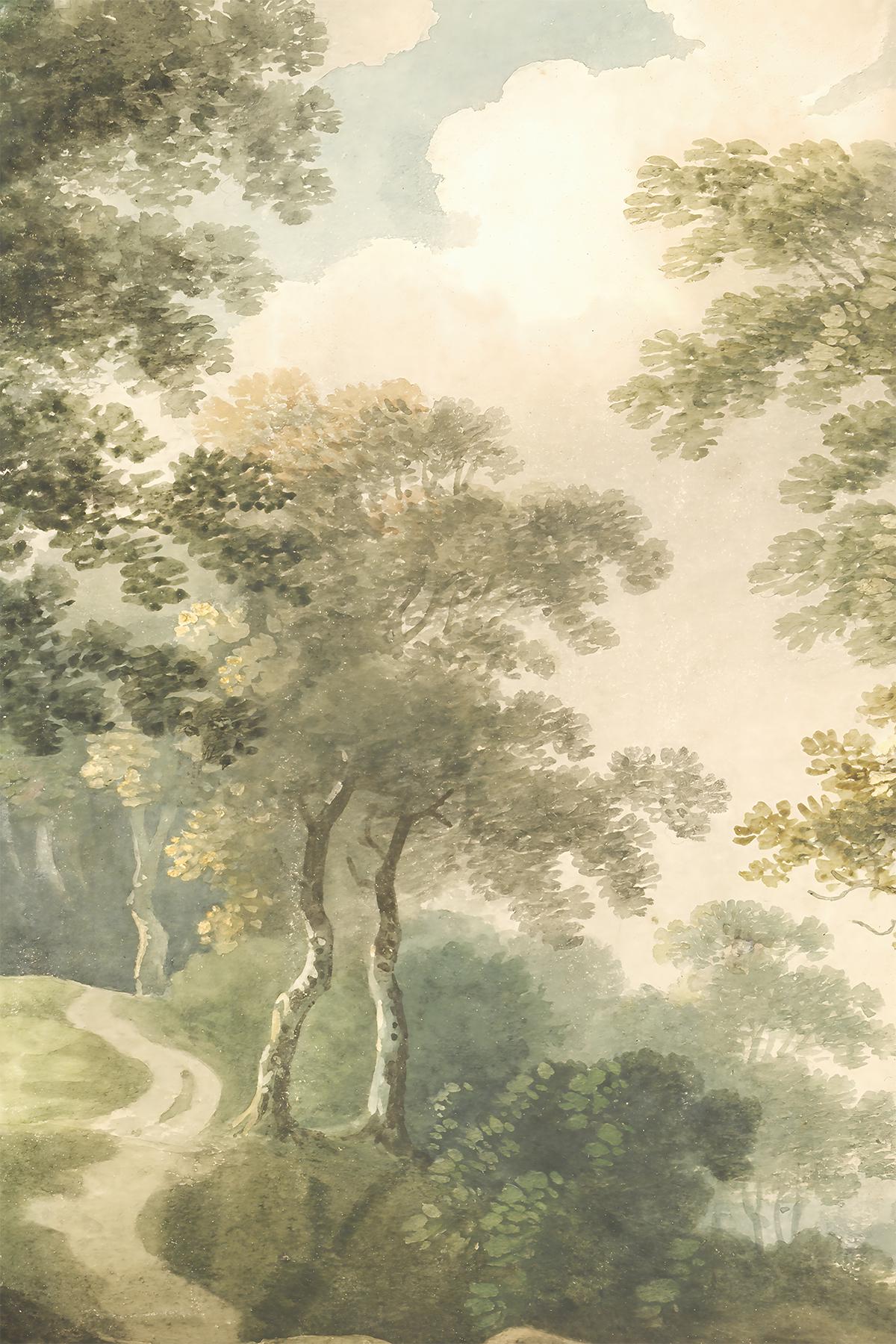 Vintage Woodland Mural Wallpaper – Green Grove | Lush Scenic Forest ...