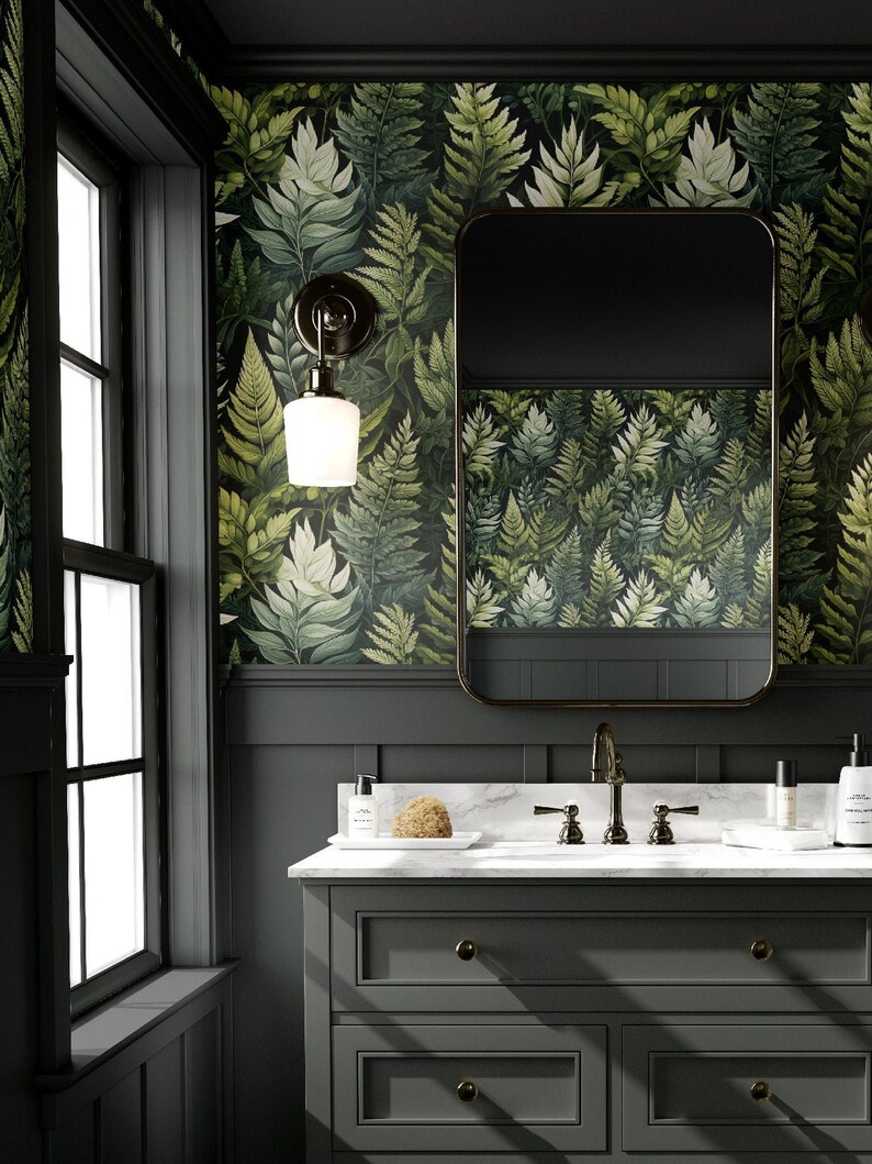 Botanical Leaves Wallpaper - Etsy