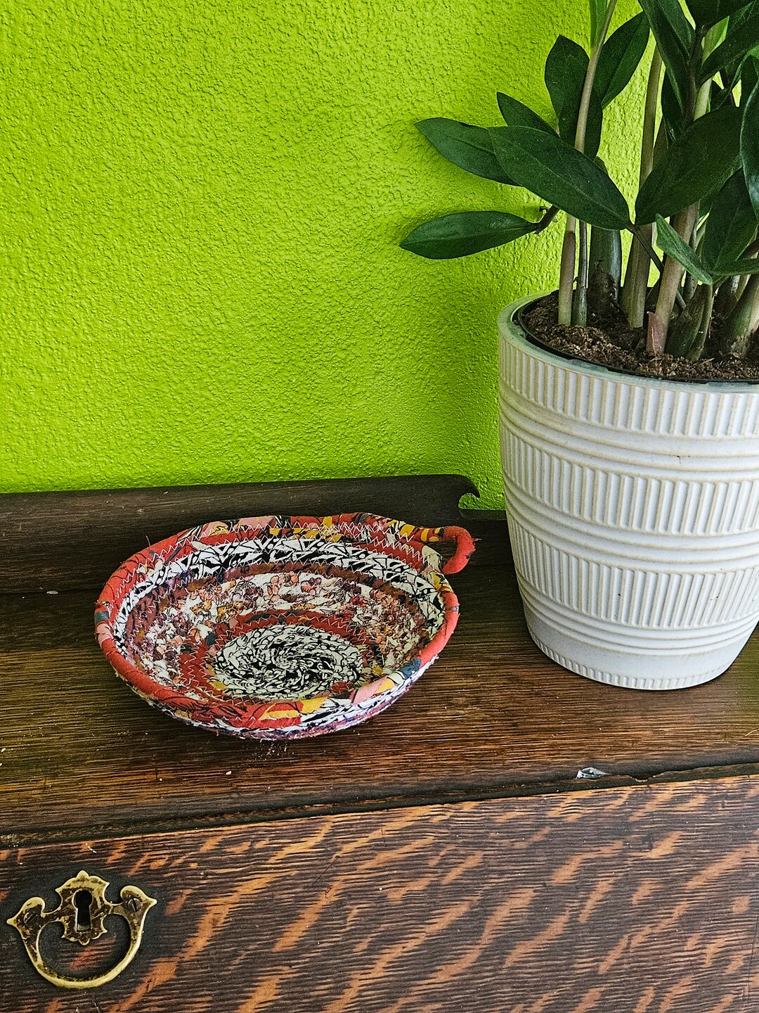 Upcycled Fabric Rope Bowl, Colorful Coiled Fabric Bowl, Fabric Basket ...