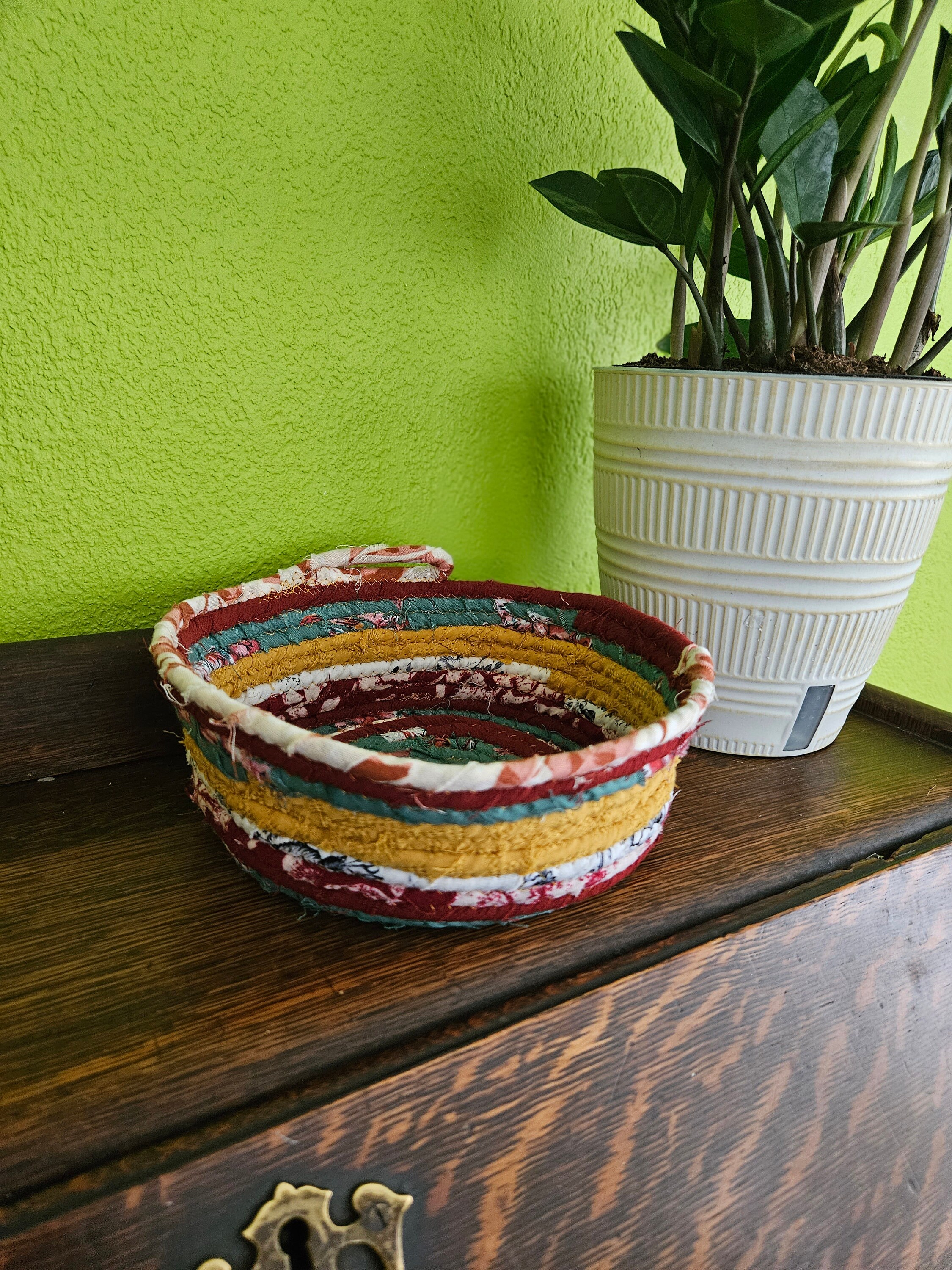 Upcycled Fabric Rope Bowl Colorful Coiled Fabric Bowl Fabric - Etsy
