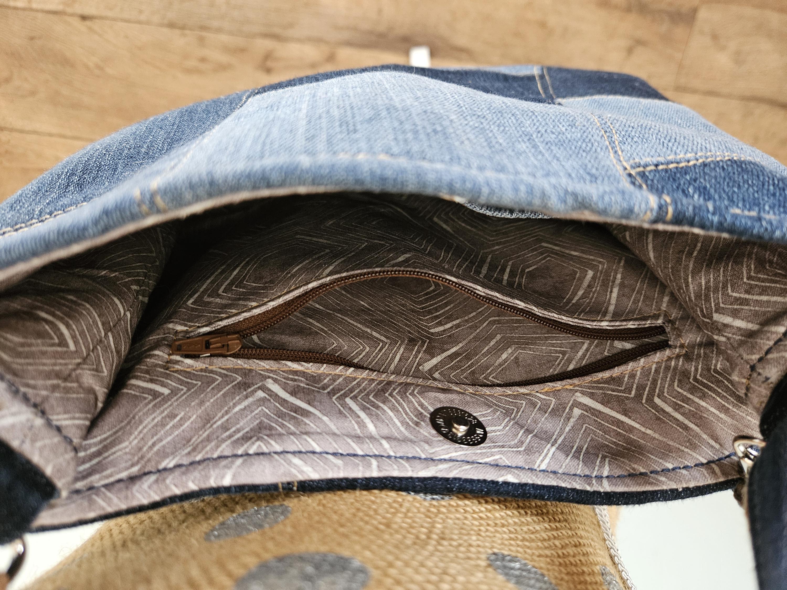 Upcycled Denim Patchwork Shouder Bag, Modern Blue Jean Purse With ...