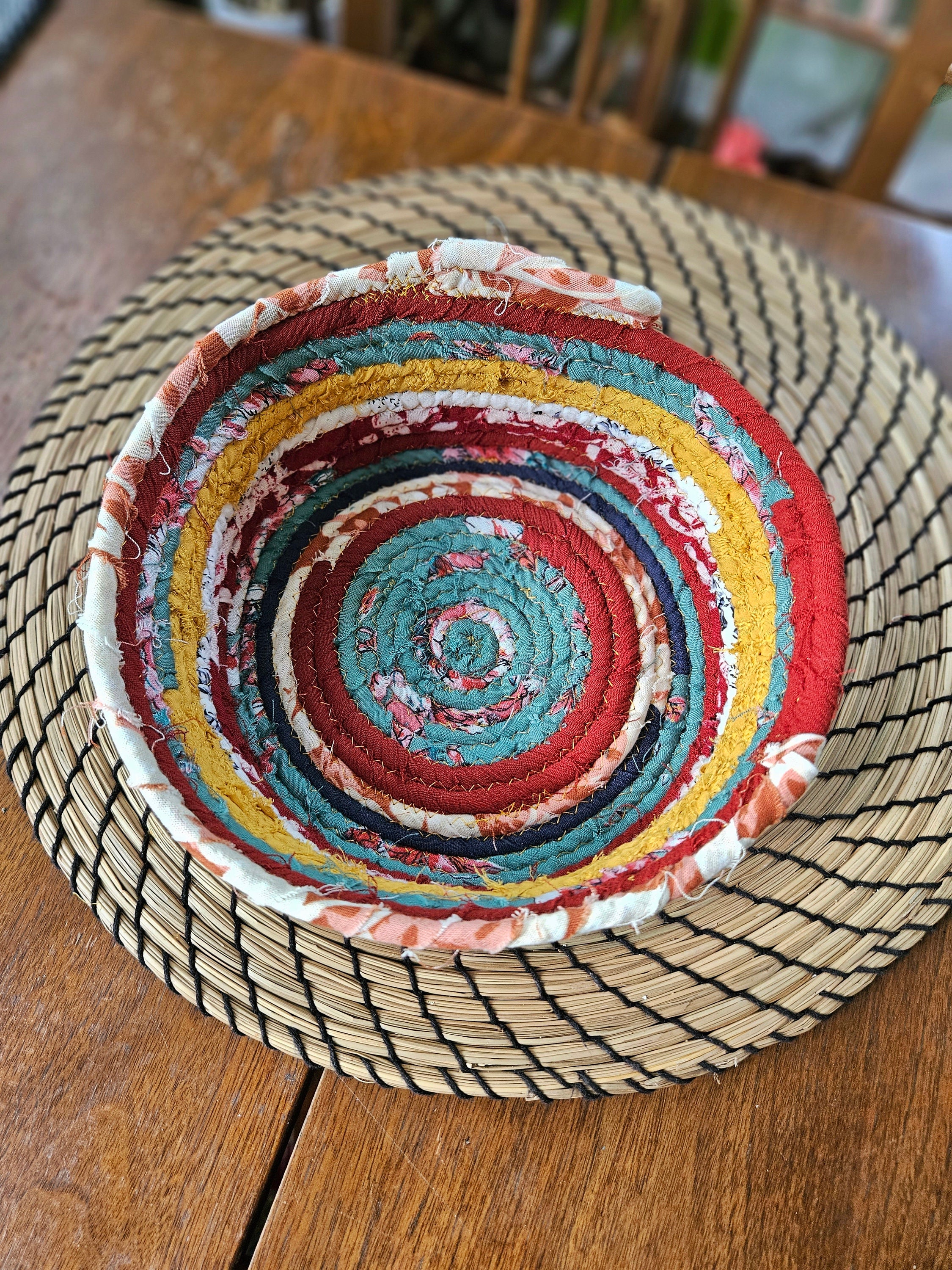 Upcycled Fabric Rope Bowl Colorful Coiled Fabric Bowl Fabric - Etsy