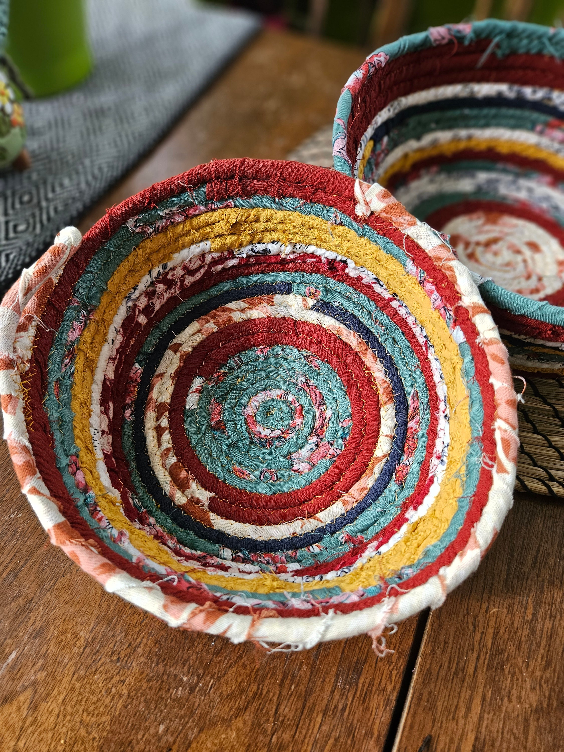 Upcycled Fabric Rope Bowl Colorful Coiled Fabric Bowl Fabric - Etsy