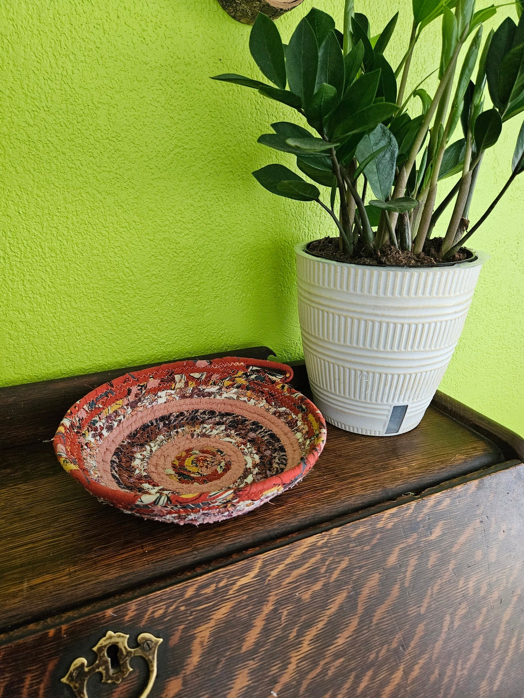 Upcycled Fabric Rope Bowl, Colorful Coiled Fabric Bowl, Fabric Basket ...