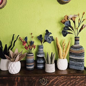 Unique Recycled Denim Vase With Handmade Fabric Flowers, Fall Floral ...