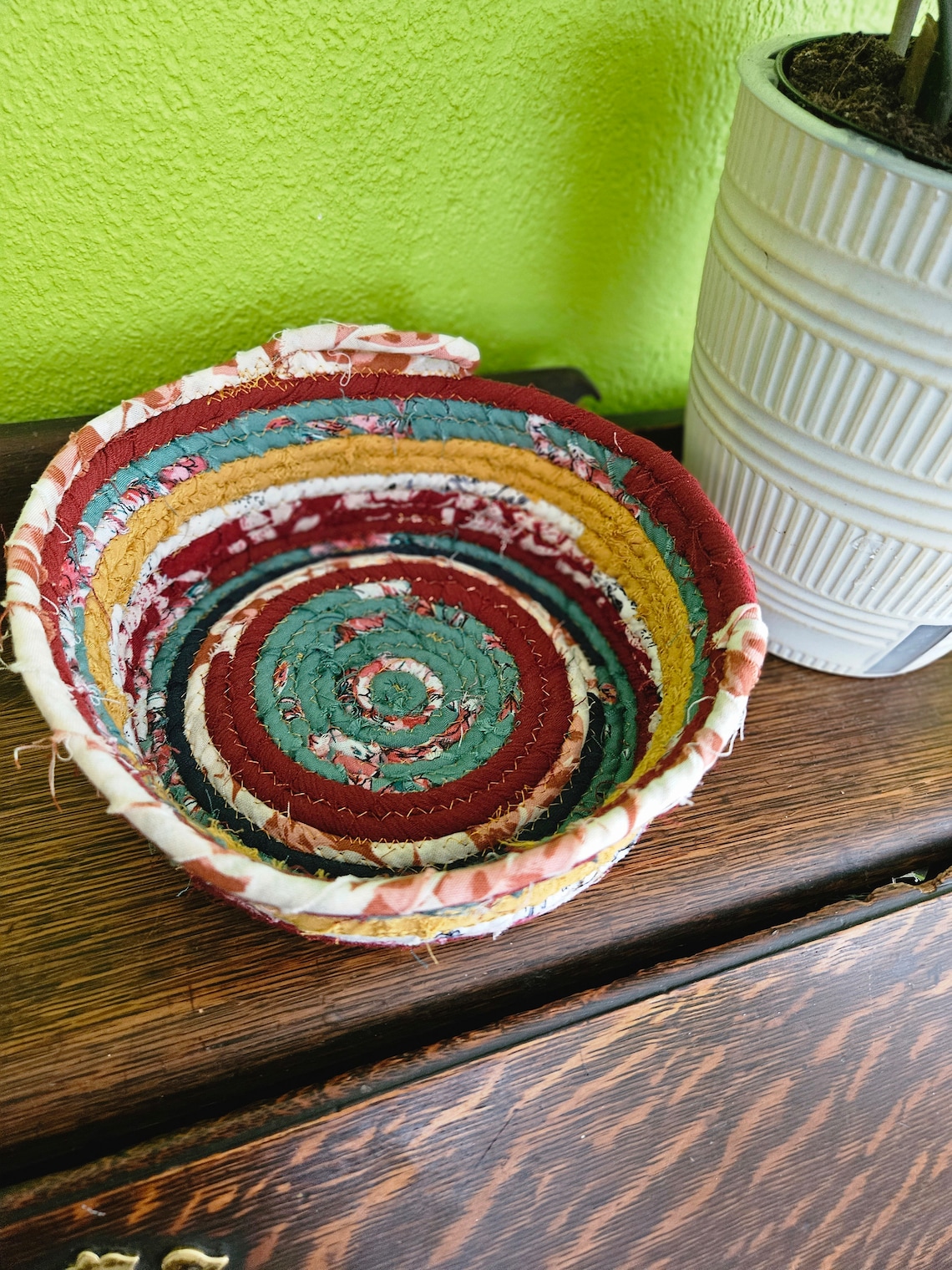 Upcycled Fabric Rope Bowl Colorful Coiled Fabric Bowl Fabric - Etsy