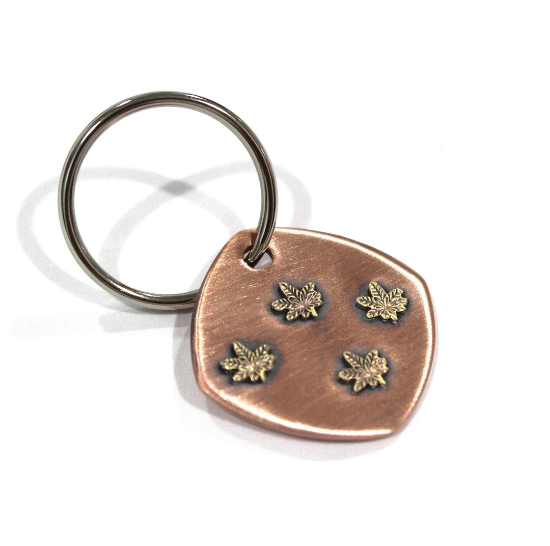 Cannabis Leaf Design Copper and Brass Keychain Key Fob - Etsy