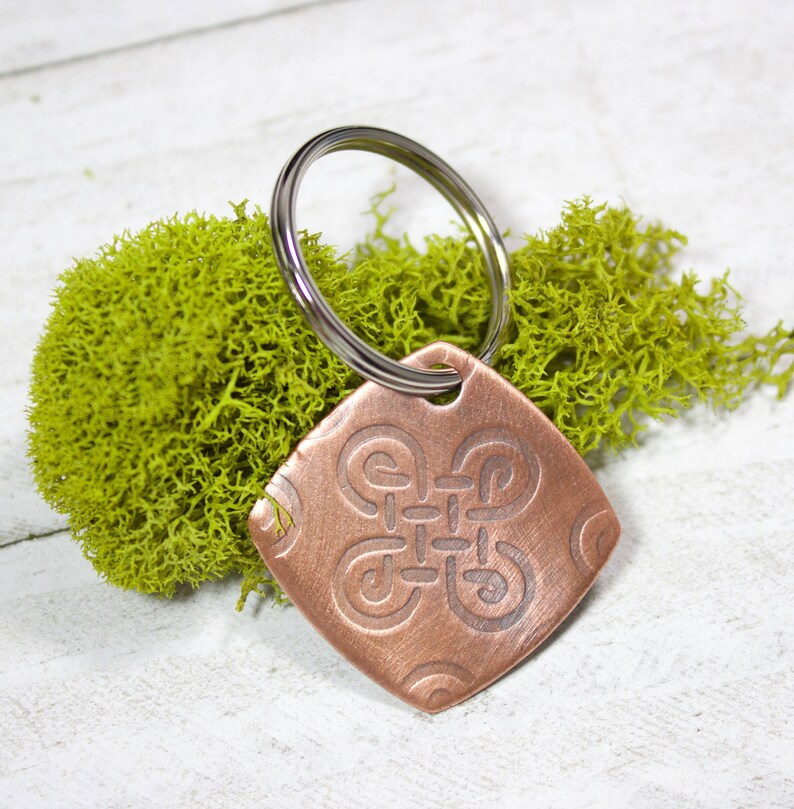 Celtic Knot Copper Keychain Key Fob Handmade Rounded Square - Etsy