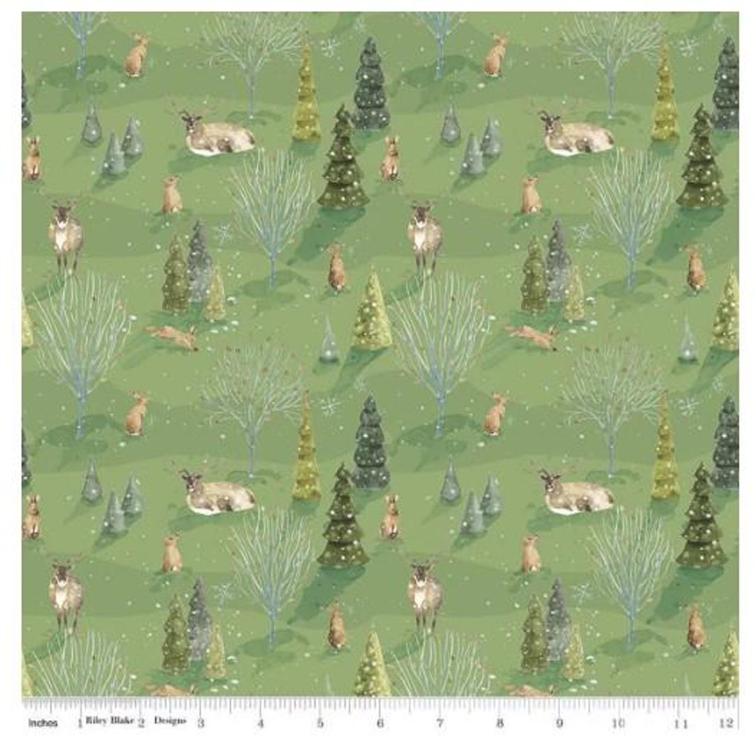 Santa's Tree Farm Woodland Green by Lisa Audit for Riley Blake Designs ...