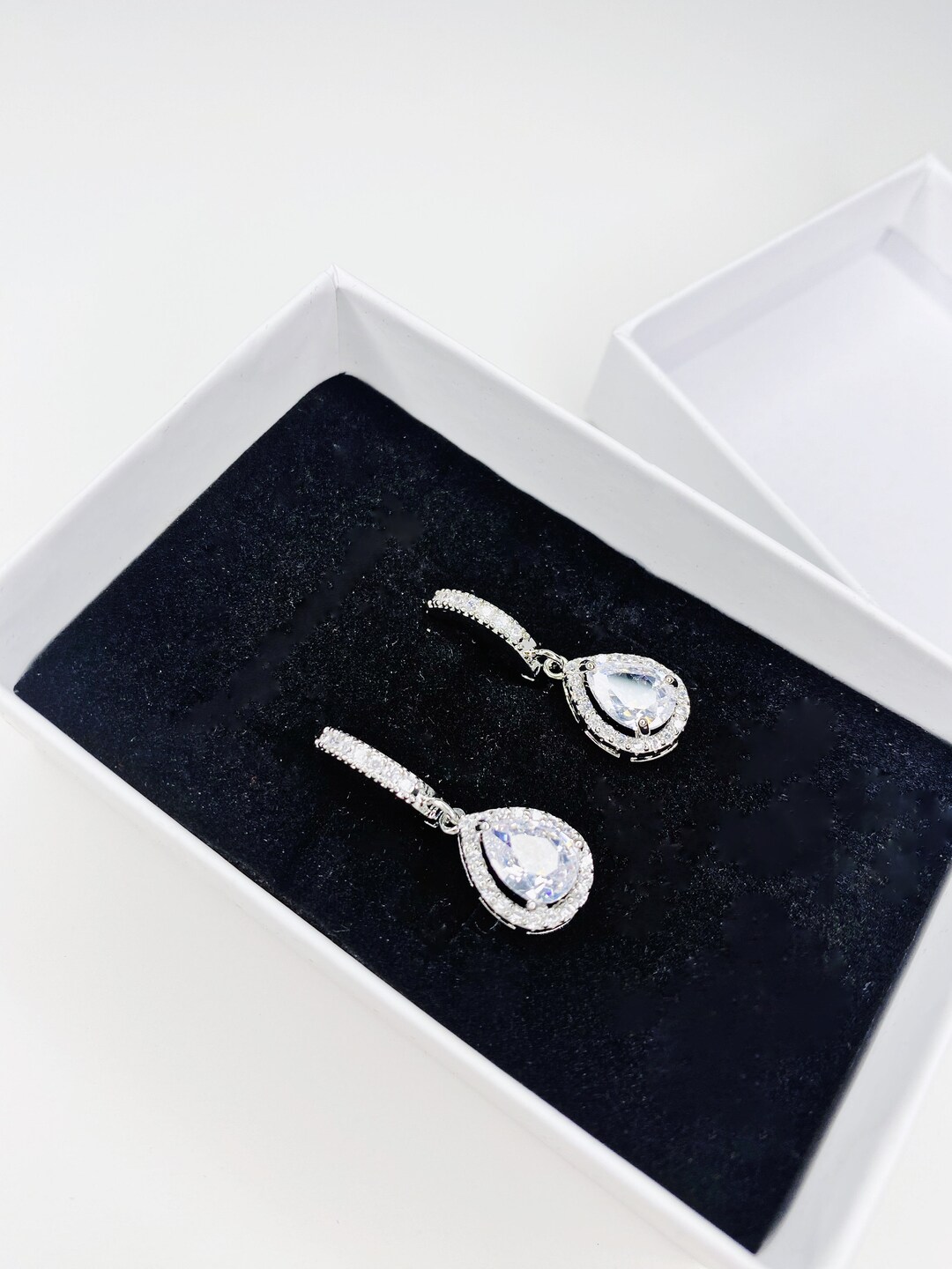Anna // Silver Teardrop Crystal Bridal Earrings || Wedding Jewellery ...