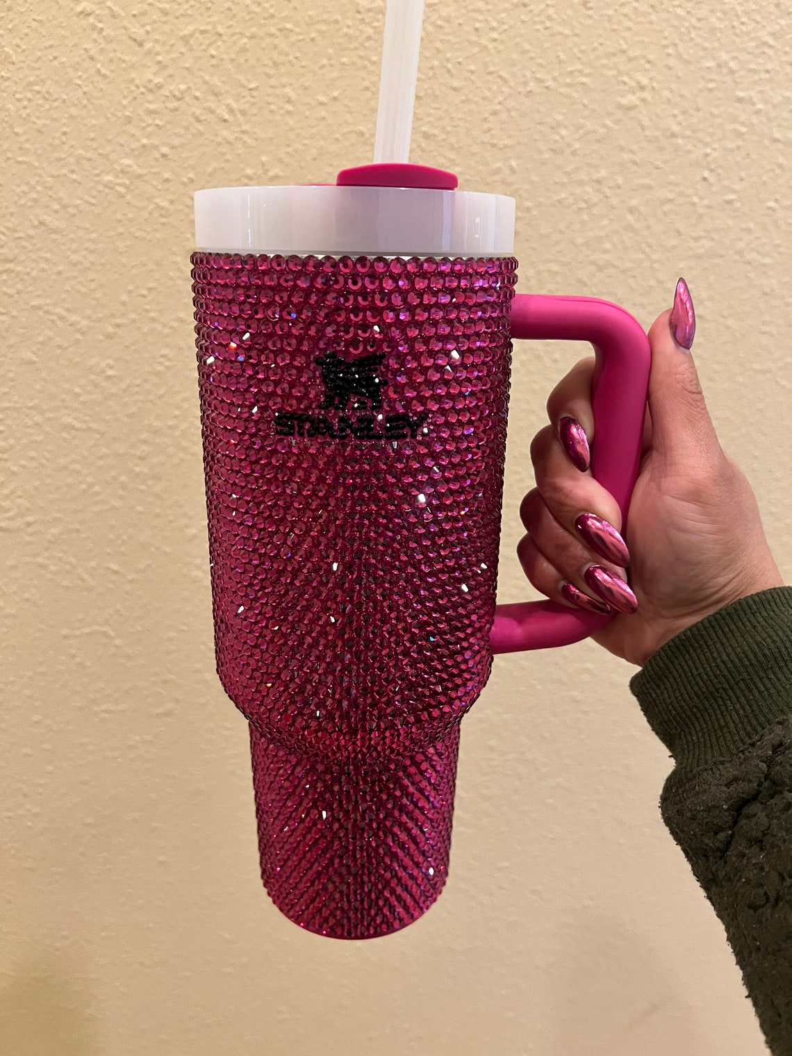 40 Oz Authentic Stanley Quencher, Custom Rhinestone Tumbler, Rhinestone ...