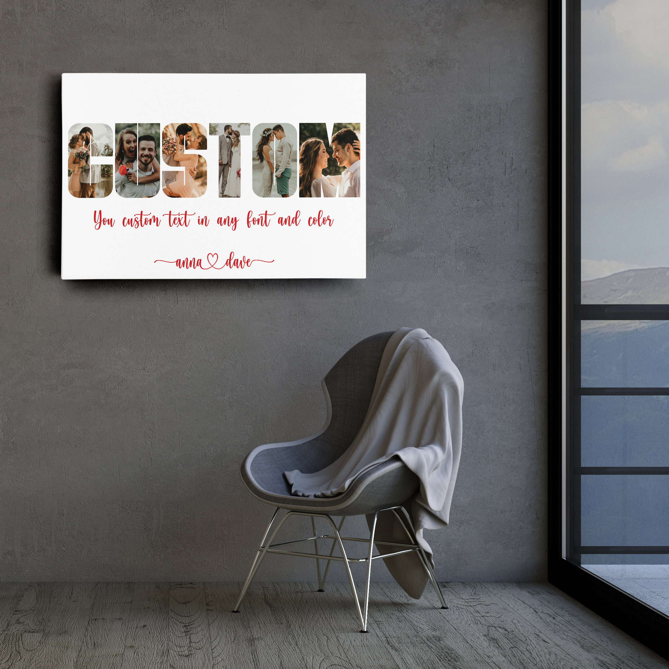 Custom Name Picture Collage, Personalized Text Photo Collage, Custom ...