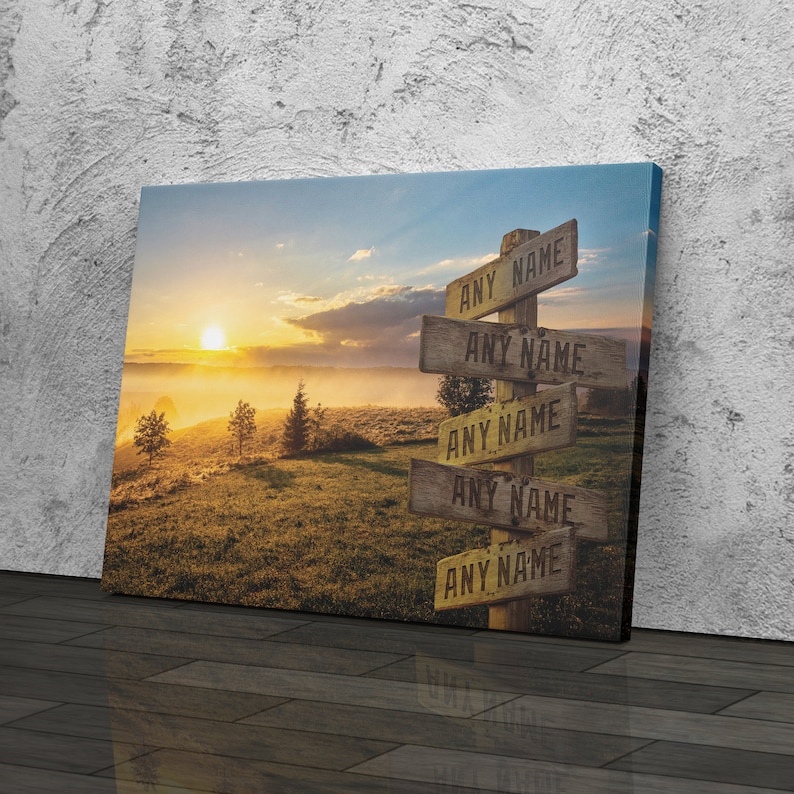 Custom Family Street Sign Canvas With Names, Gift for Family With Kids ...