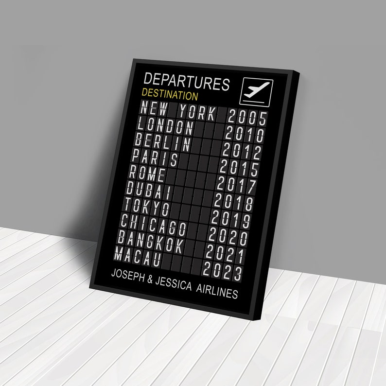 Personalised Custom Travel Poster, Departure Board, Airport Travel ...