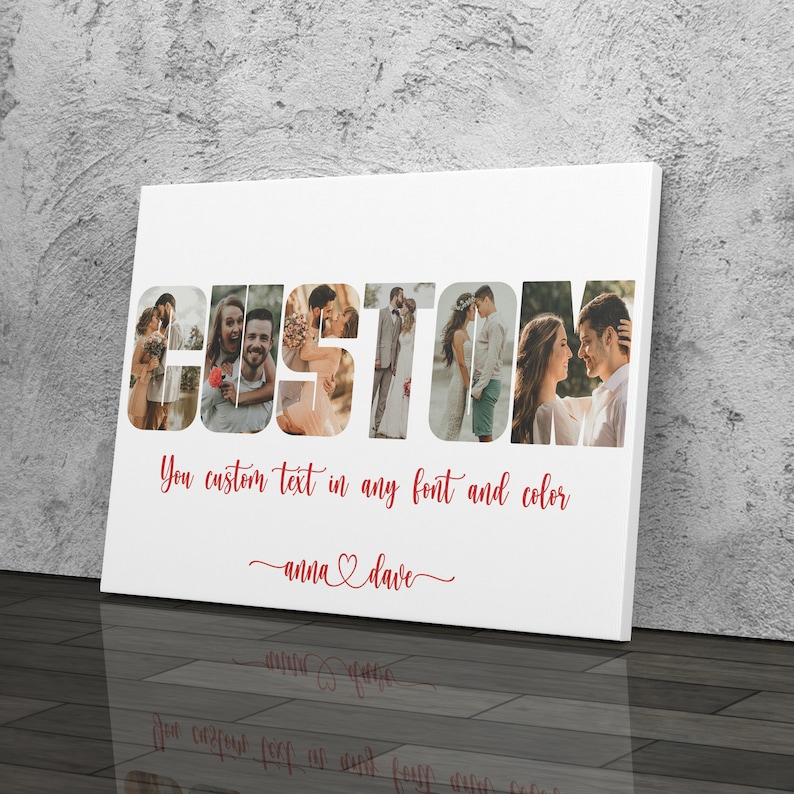 Custom Name Picture Collage, Personalized Text Photo Collage, Custom ...