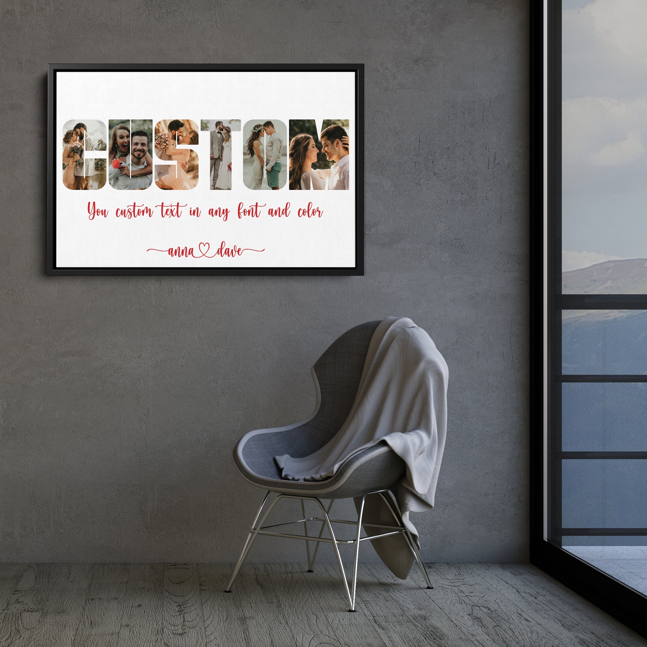 Custom Name Picture Collage, Personalized Text Photo Collage, Custom ...