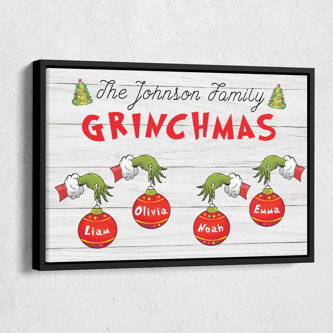 Custom Grinch Christmas Canvas - Personalized With Family Name & Member ...