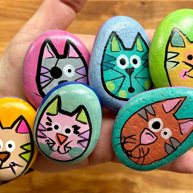 Painted Rocks Cats - Etsy