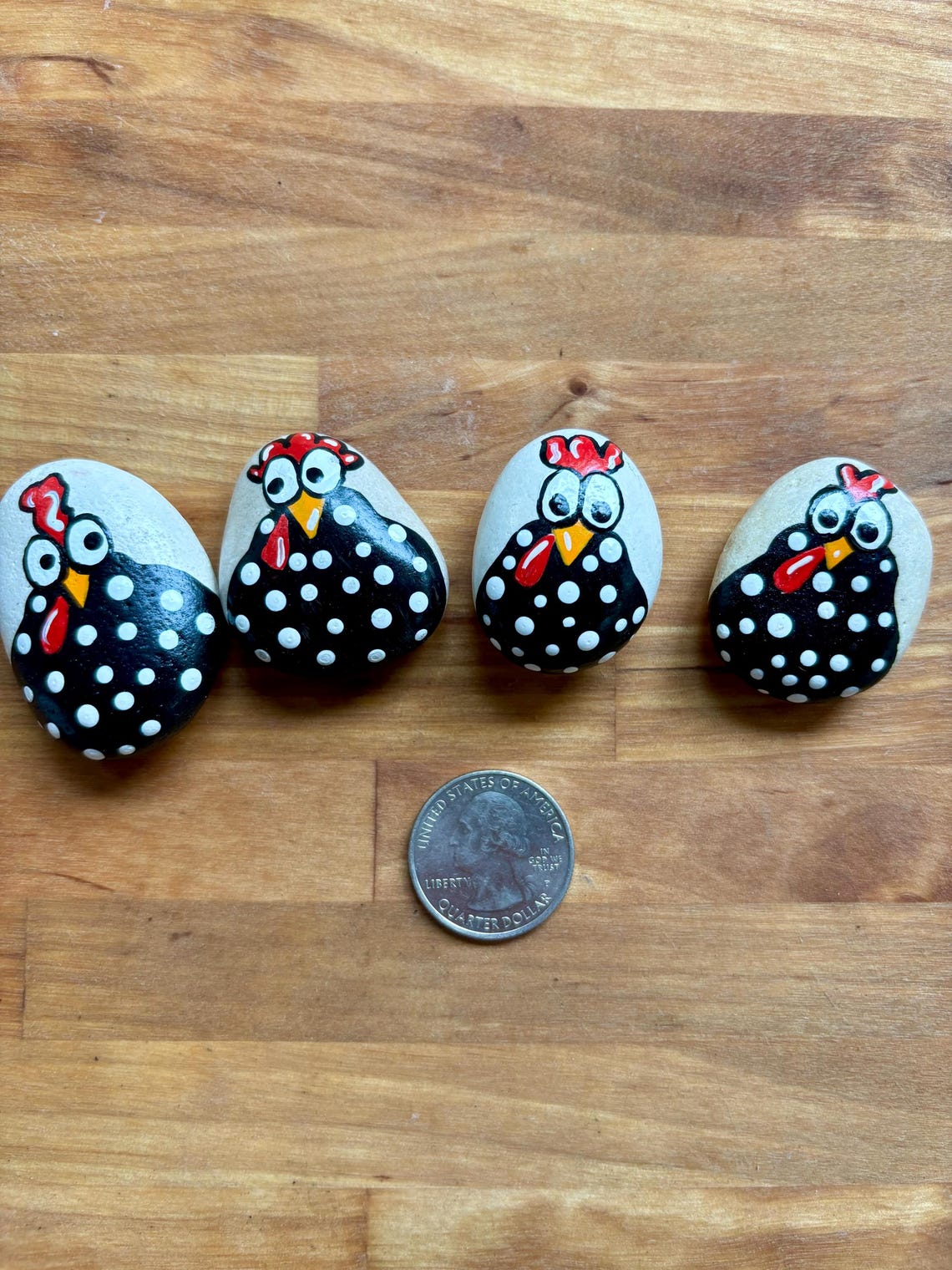 Chicken Art-hand Painted Rocks-chicken Decor-gift for Chicken Lover ...